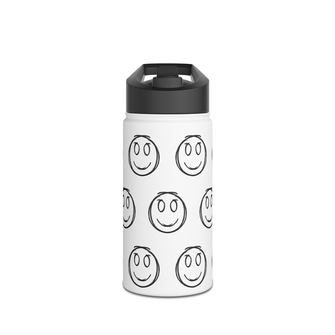 Happy Faces Stainless Steel Water Bottle, Fun Travel Mug, Eco-friendly ...