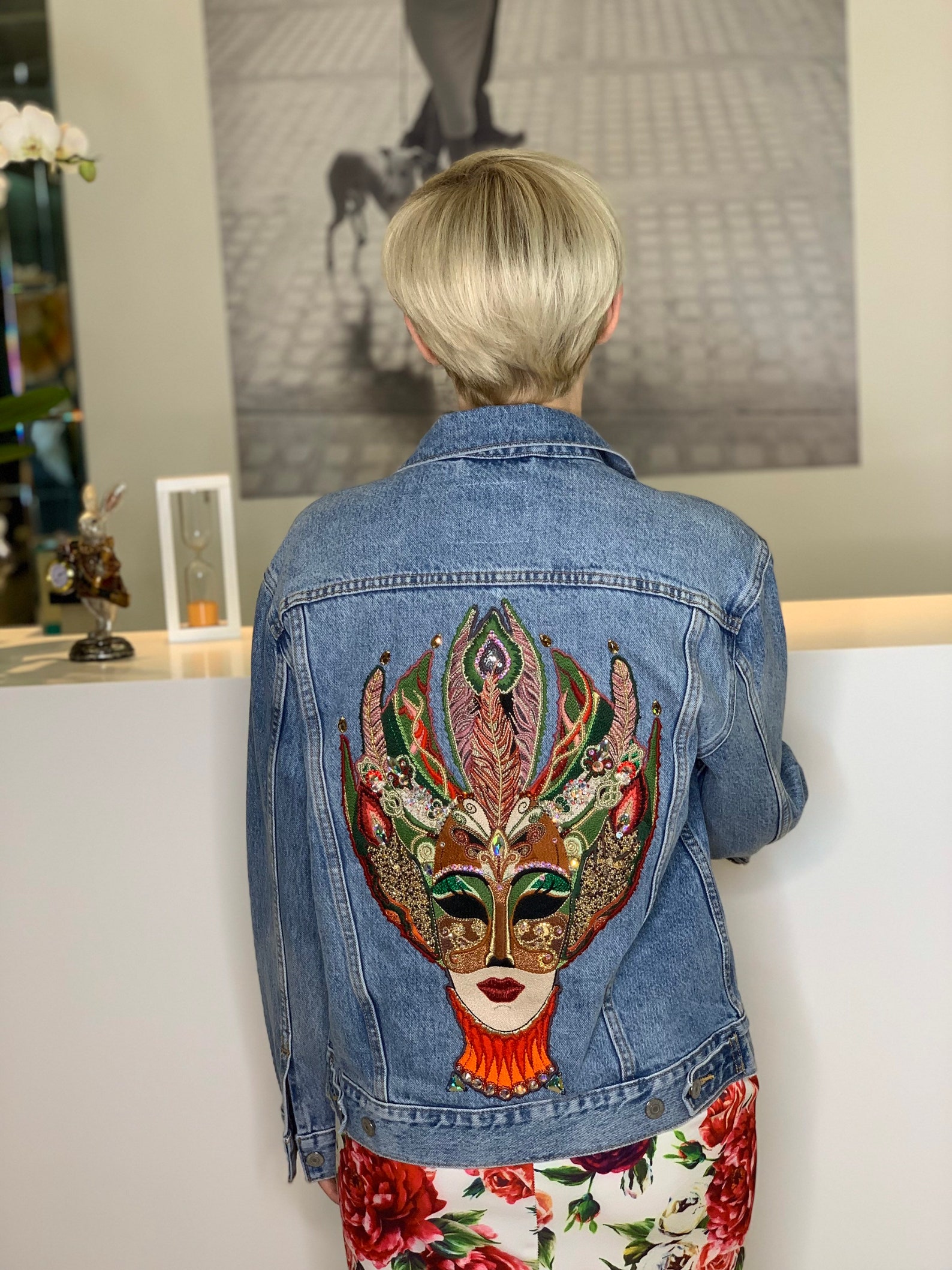 Denim jacket with hand embroidery | Etsy
