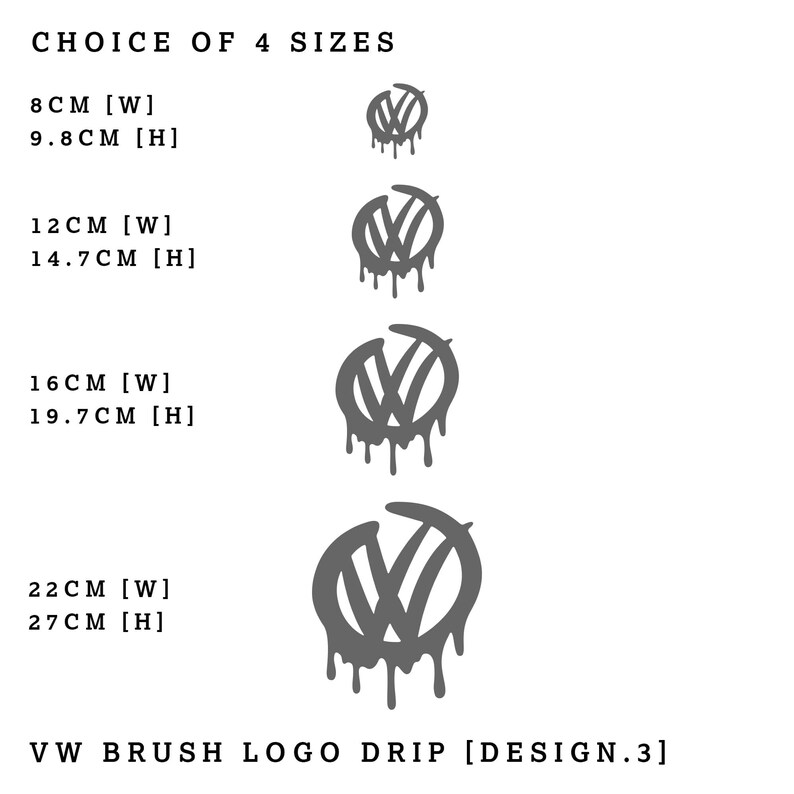 VW Brush Logo Drip 3 Designs 1 Colour Cut Vinyl Sticker Choice of 4 ...