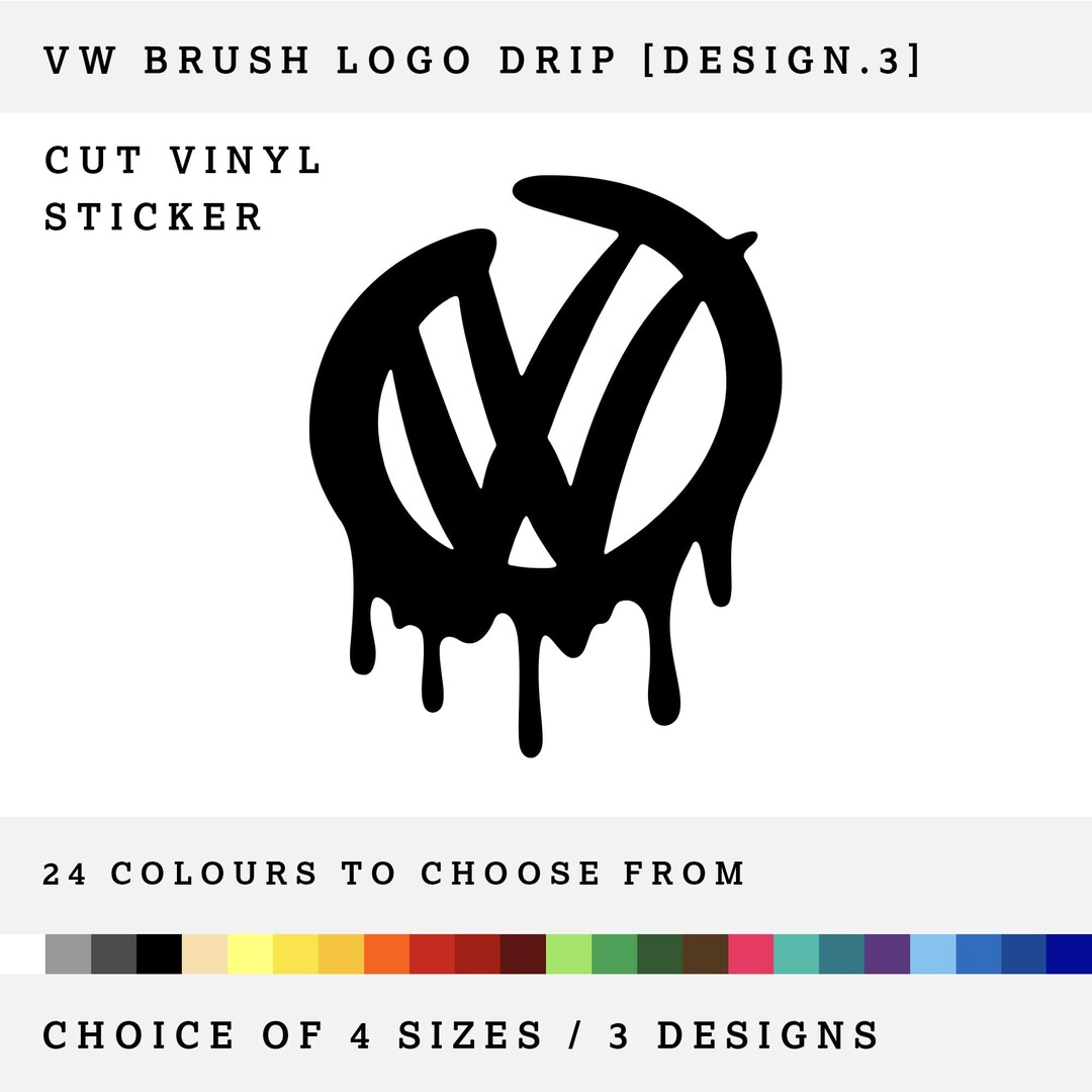 VW Brush Logo Vinyl Decal Sticker Drip V3 3 Designs 1 Colour Cut Vinyl ...
