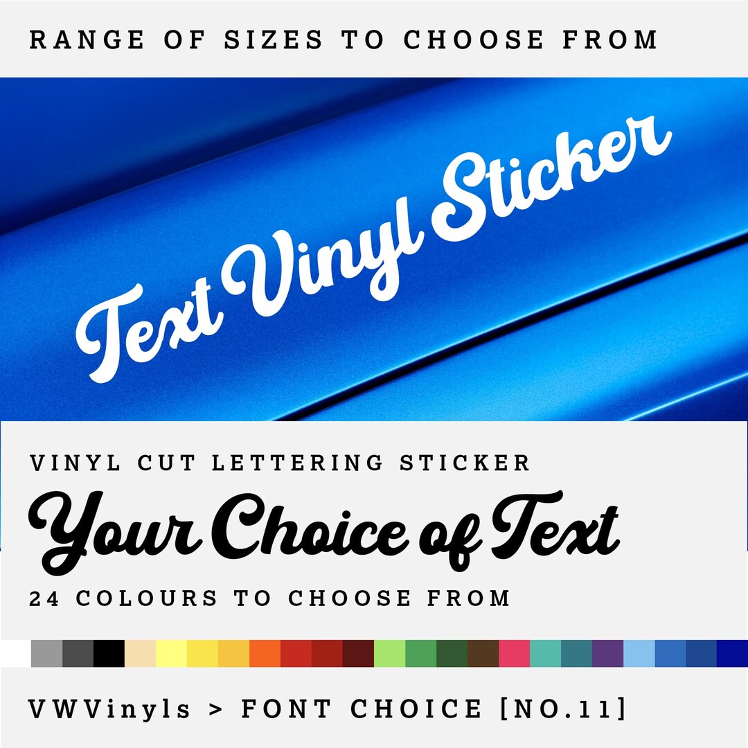 Script Font Custom Vinyl Stickers / Personalised Design Typography Text ...