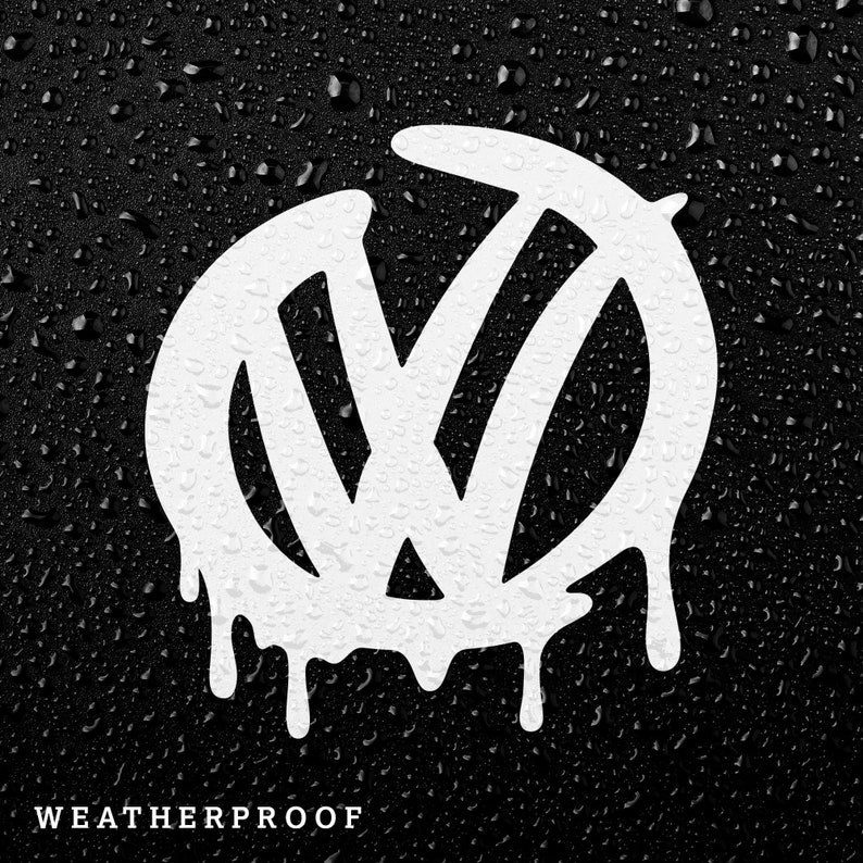 VW Brush Logo Drip 3 Designs 1 Colour Cut Vinyl Sticker Choice of 4 ...