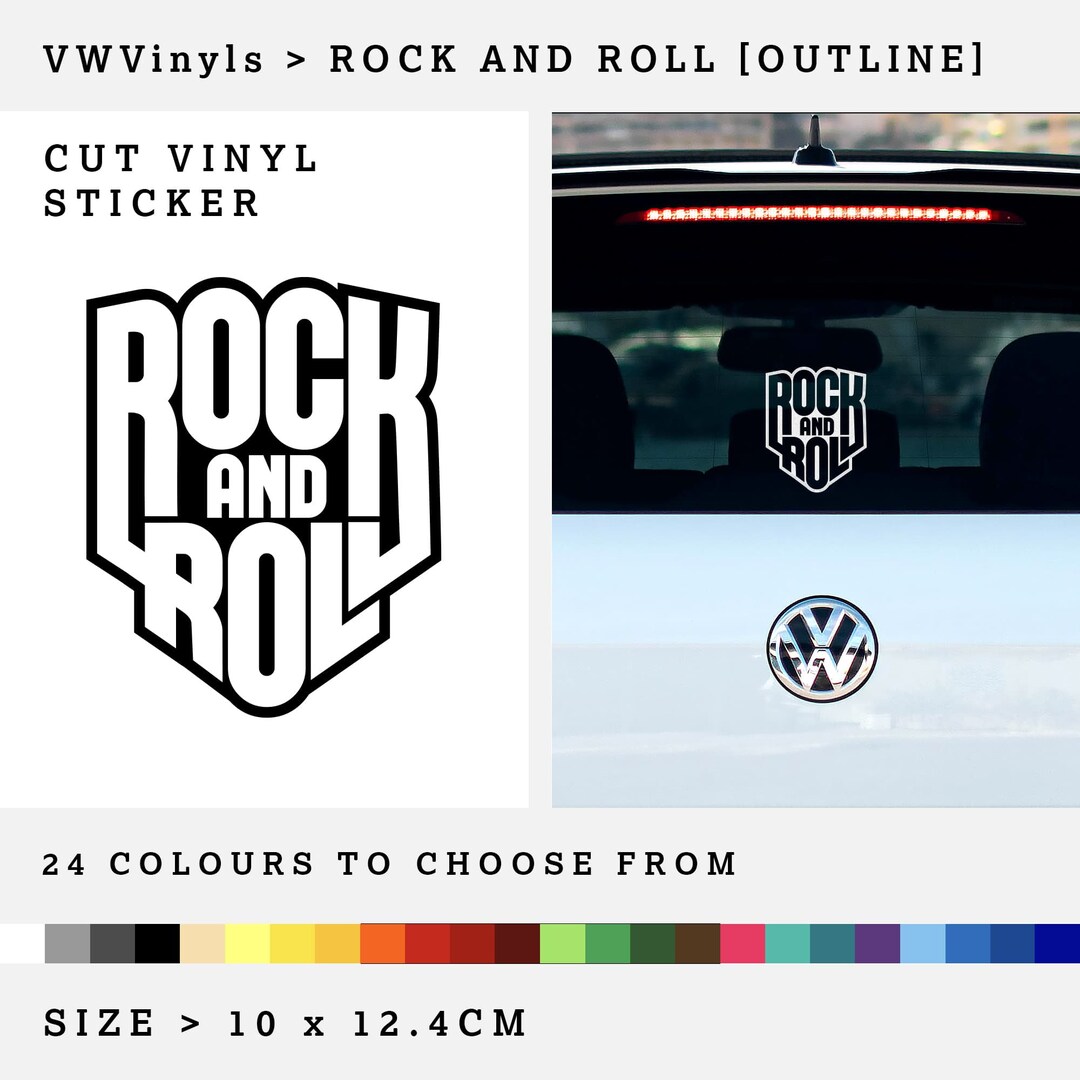Rock and Roll 1 Colour Cut Vinyl Sticker Decal Outline Design 24 ...