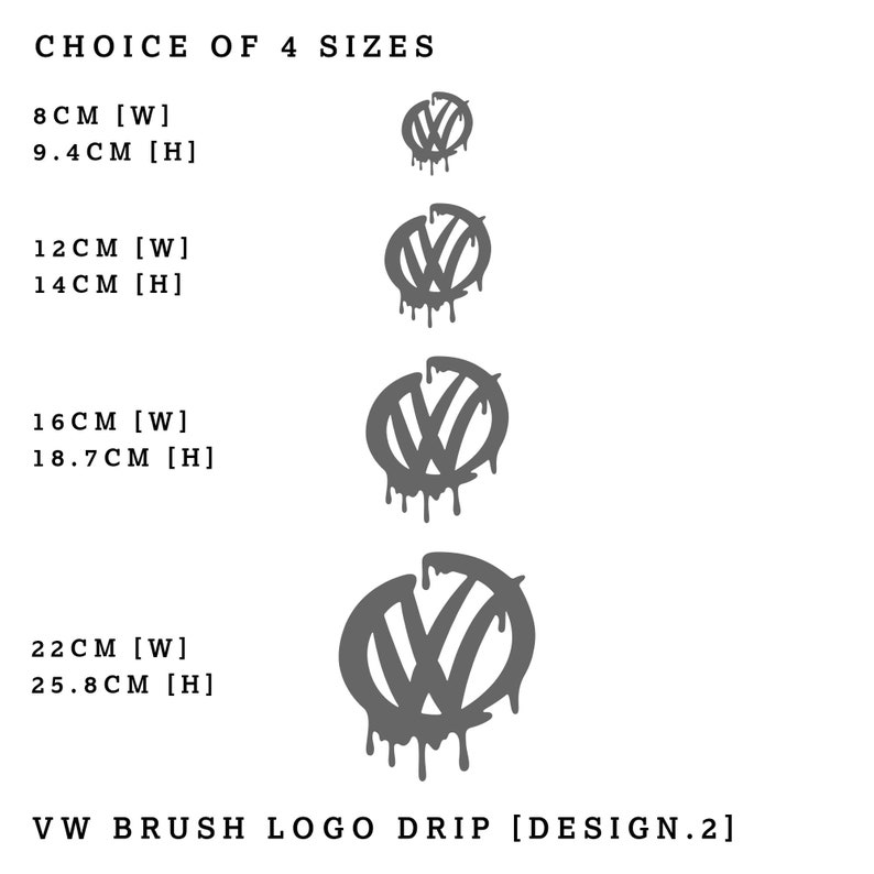 VW Brush Logo Drip 3 Designs 1 Colour Cut Vinyl Sticker Choice of 4 ...