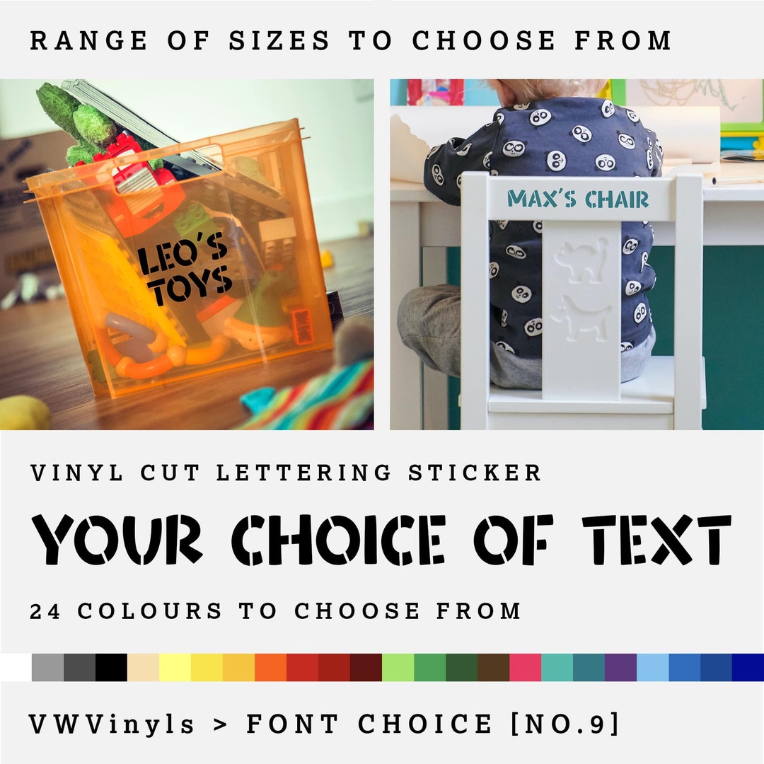 Child Stencil Bold Font Custom Vinyl Stickers | Personalised Design ...