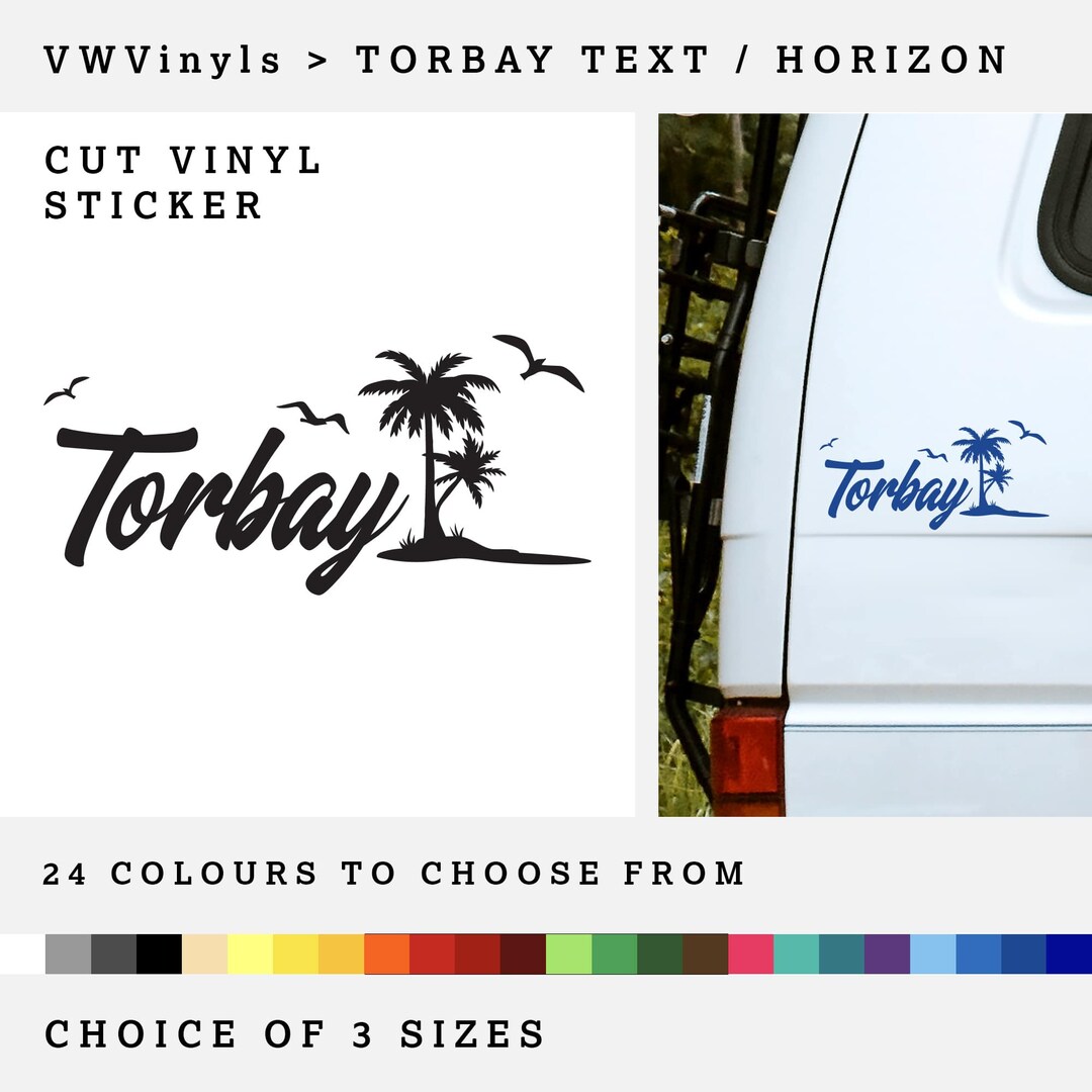 Torbay Palm Trees Seagulls Sticker Sign Coastal County UK Typography ...