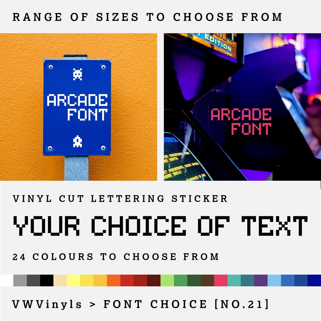 Arcade Pixel Font Custom Vinyl Stickers/personalised Design Typography ...