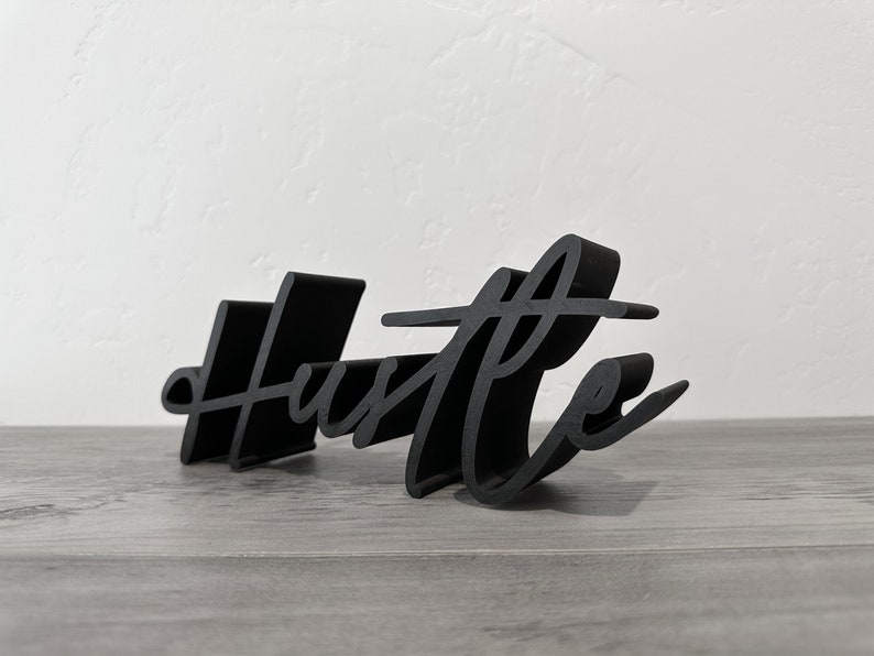 Hustle Cursive Script Inspirational Wall Art Thick Desk - Etsy