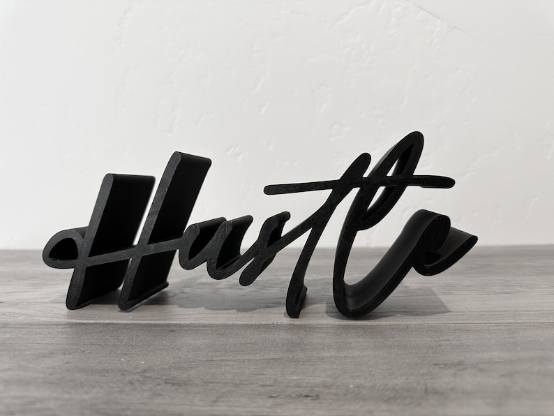 Hustle Cursive Script Inspirational Wall Art Thick Desk - Etsy