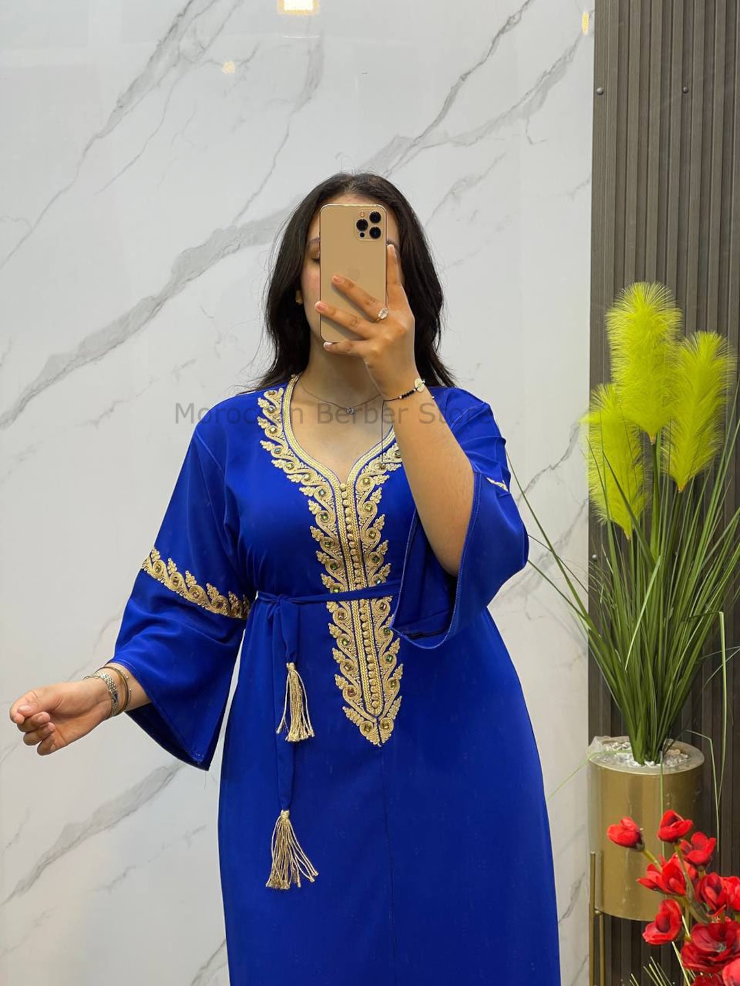 Royal Blue Kaftan With Belt, Blue Kaftan, Kaftan for Party , Kaftan ...