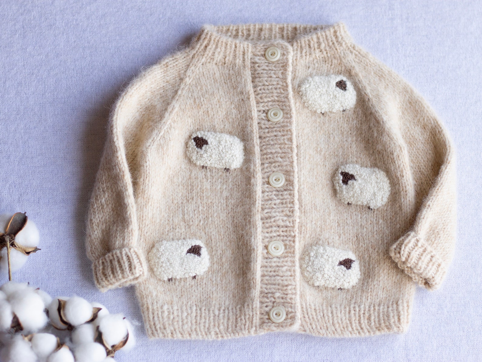 Sheep Baby Cardigan, Baby Cardigan With Embroidery, Knitted Baby ...