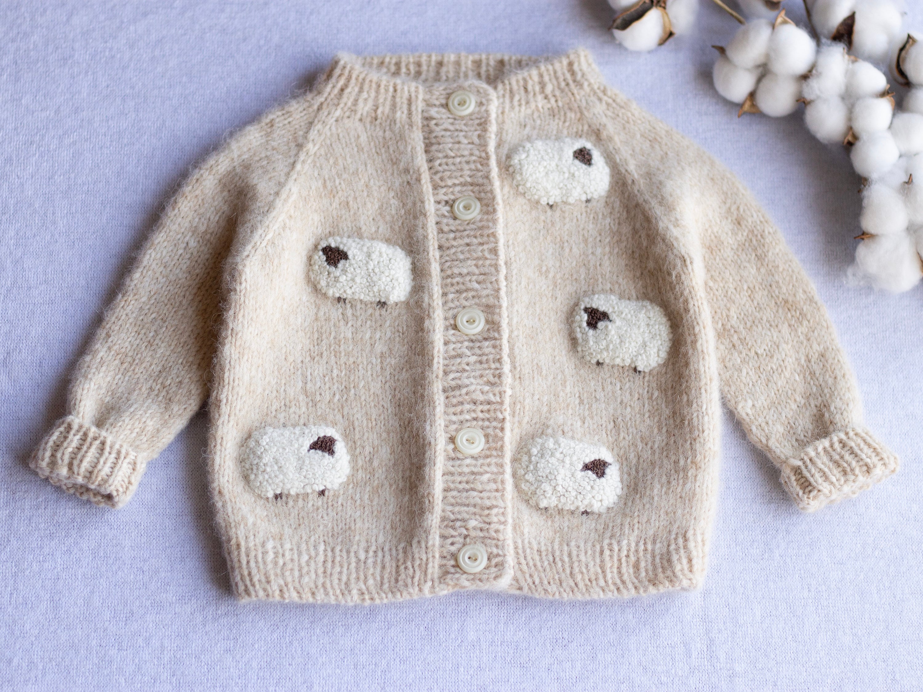 Sheep Baby Cardigan Baby Cardigan With Embroidery Knitted - Etsy