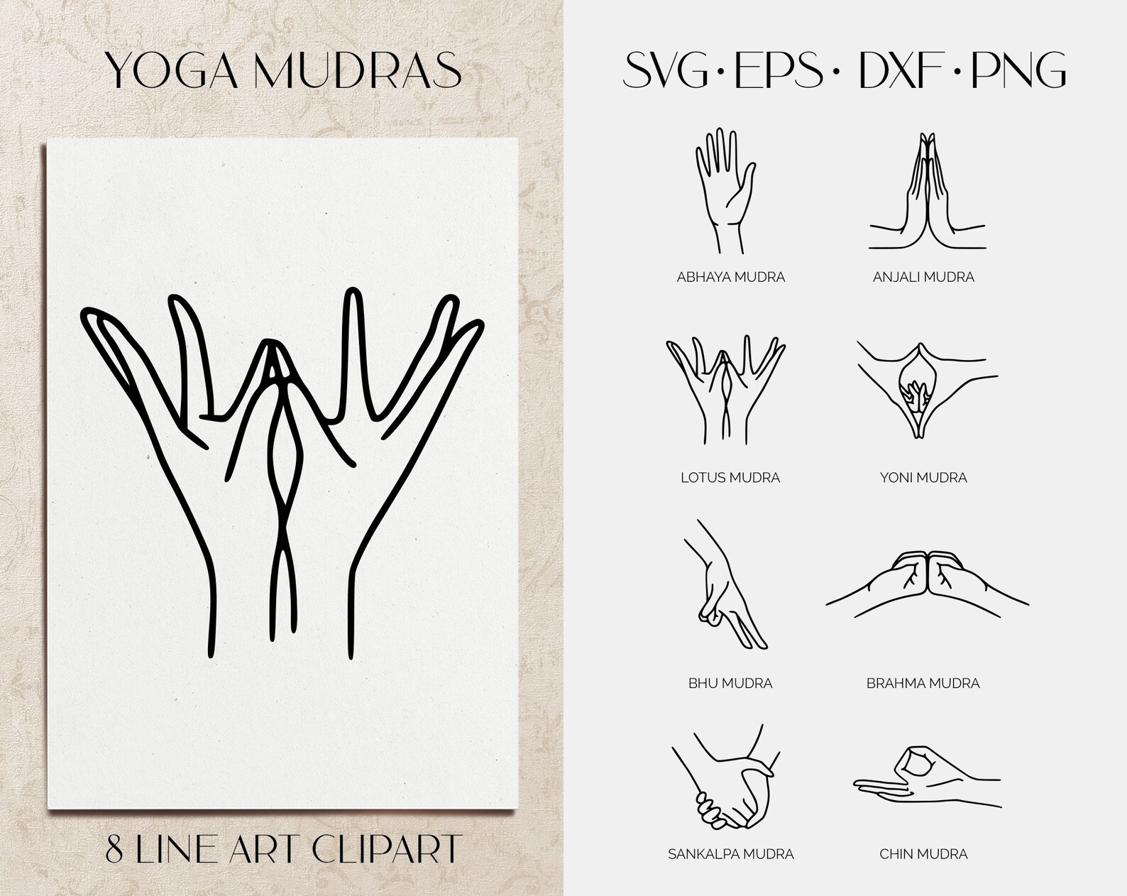 Yoga hands clipart hand mudras svg. Meditation vector clip | Etsy