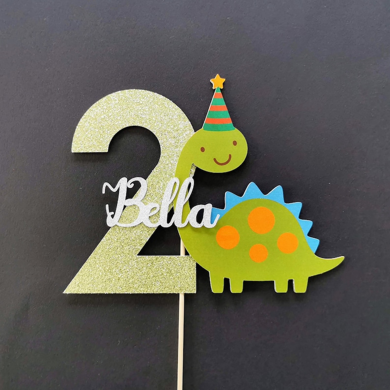 Personalised Party Dinosaur Cake Topper ANY AGE NAME | Personalised ...