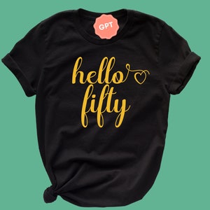 Hello Fifty Custom Cake Topper Happy 50th Birthday Glitter Rose Gold ...