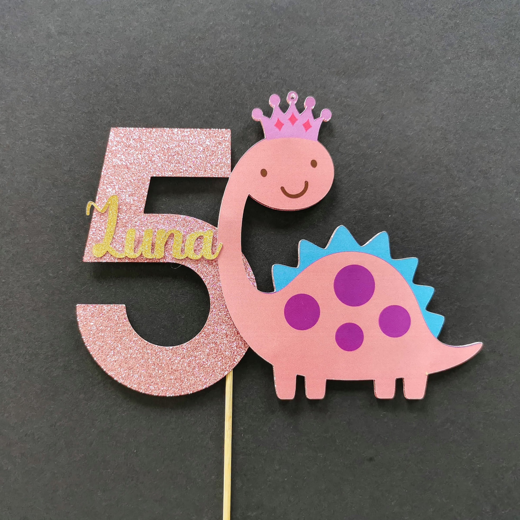Personalised Princess Dinosaur Cake Topper ANY AGE NAME - Etsy