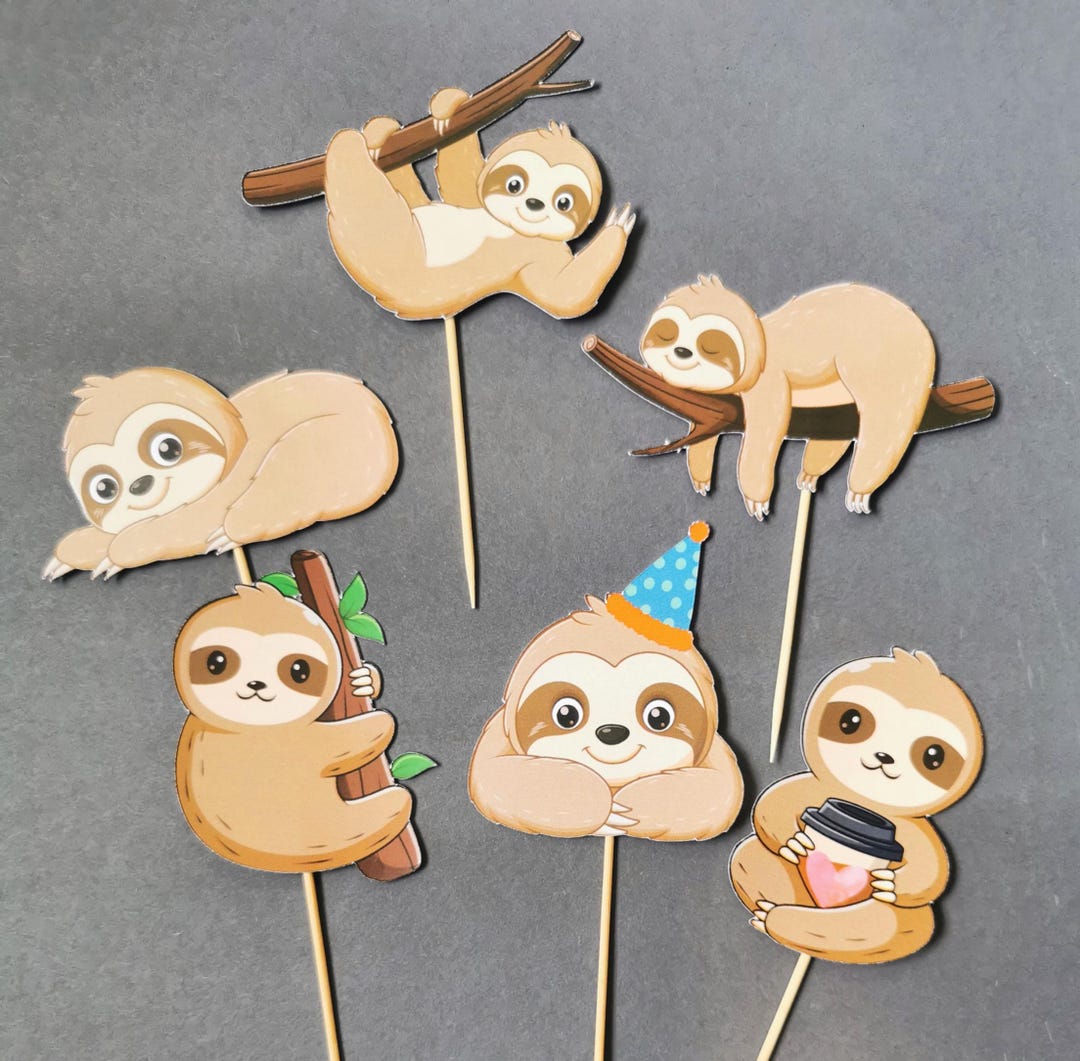 Sloth Cupcake Toppers | Sloth Cake Add-ons | Sloth Cupcake Toppers ...