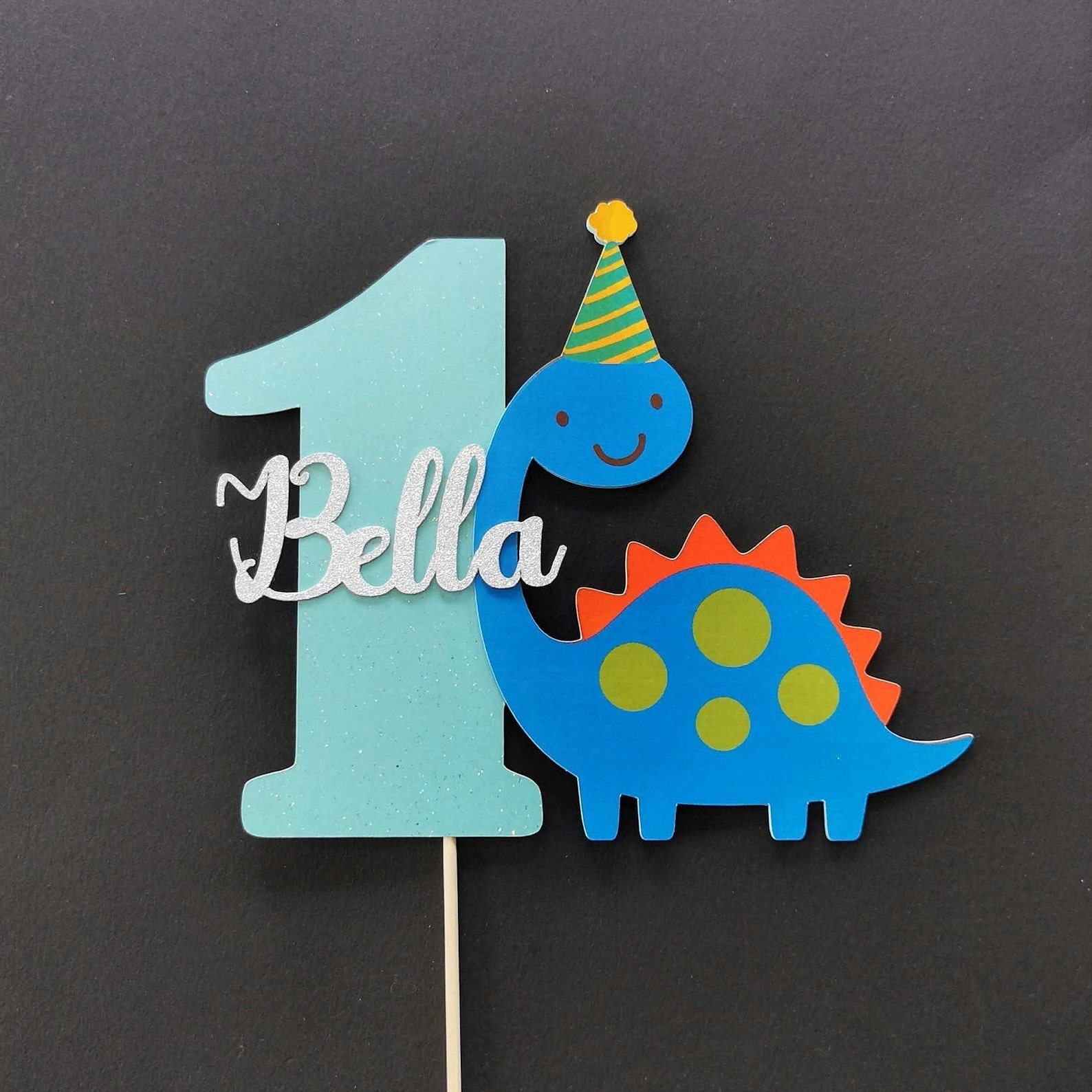 Personalised Party Dinosaur Cake Topper ANY AGE NAME | Personalised ...