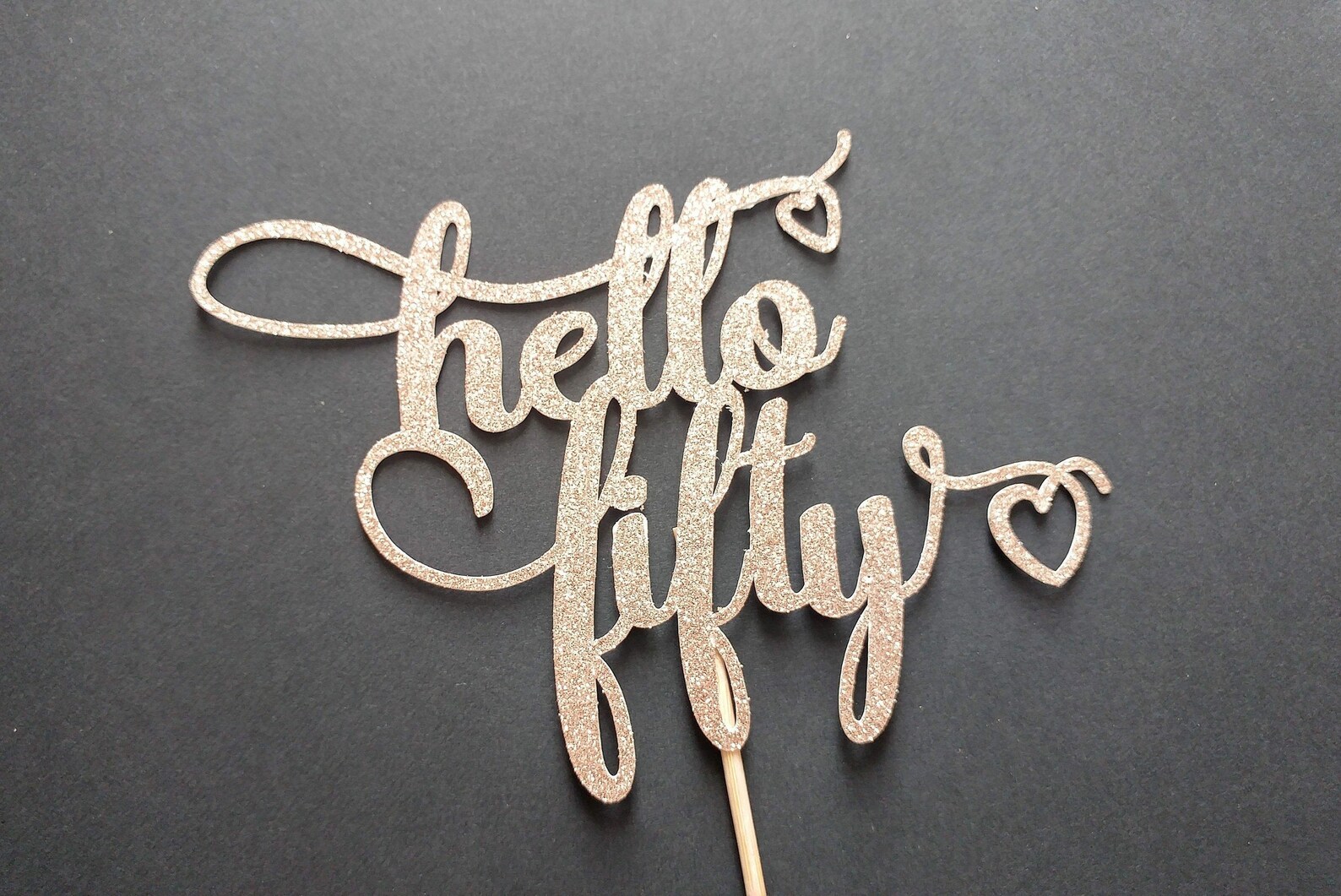 Hello Fifty Cake Topper | Glitter 50th Birthday Party Decor - Etsy