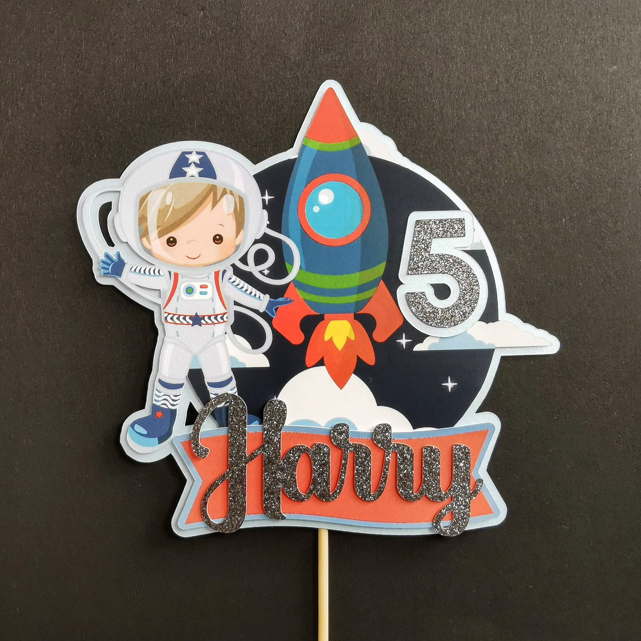 Personalised Space Astronaut Cake Topper ANY AGE NAME | Personalised ...