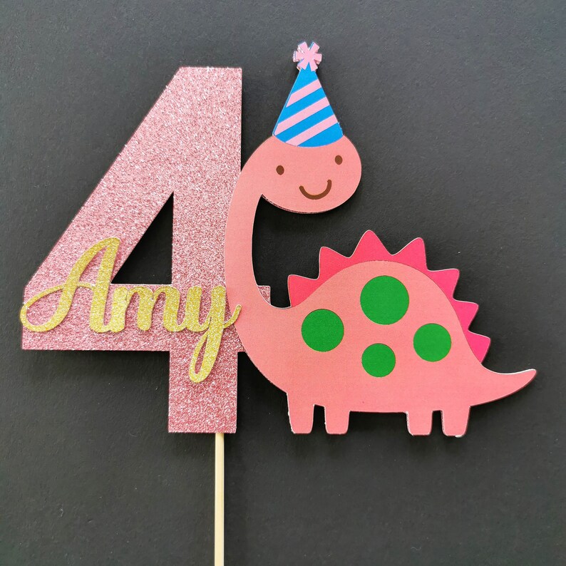 Personalised Party Dinosaur Cake Topper ANY AGE NAME | Personalised ...