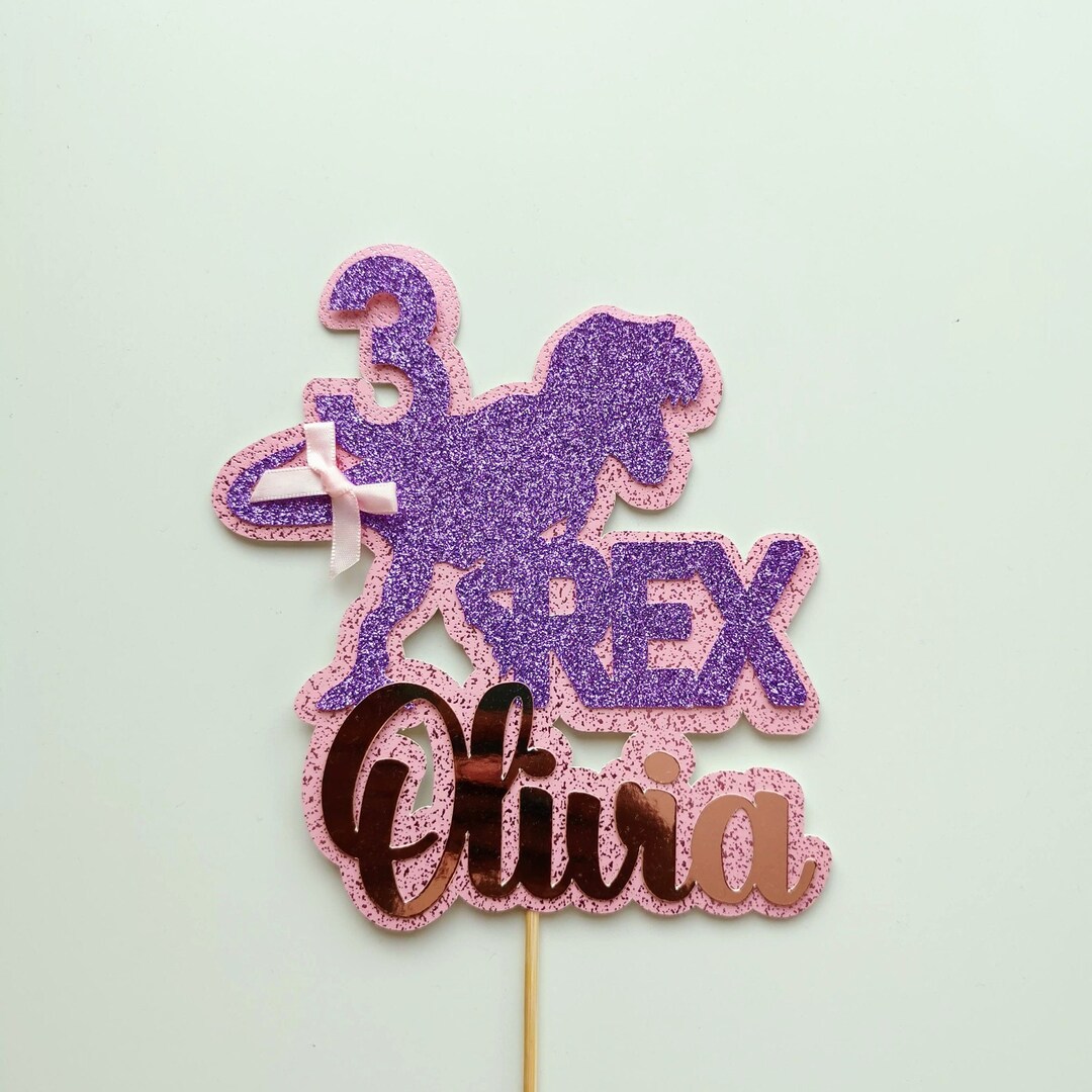 Personalised 3-rex Dinosaur Cake Topper | Personalised Cute Three-rex ...