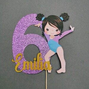 Personalised Girl Gymnast Cake Topper ANY AGE & NAME | Gymnastics Cake ...