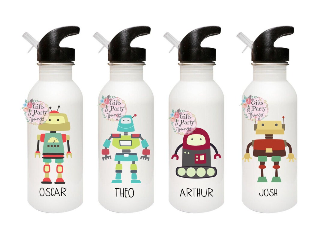 Personalised Robot Water Bottle | Custom Robot Water Bottle | Back to ...