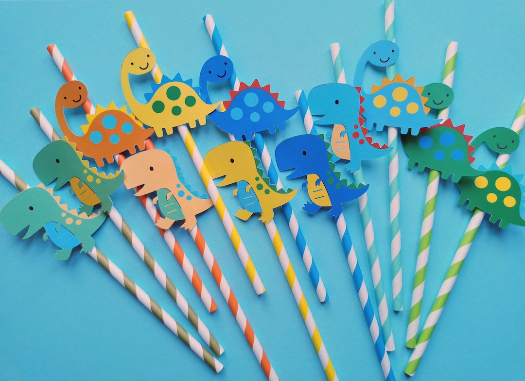 Custom Dinosaur Paper Straws | Custom Cute T-rex Straws | Dinosaur ...