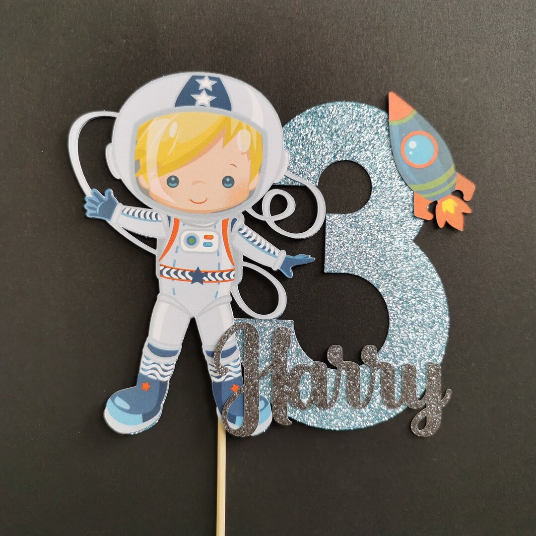 Personalised Space Astronaut Cake Topper ANY AGE NAME | Personalised ...