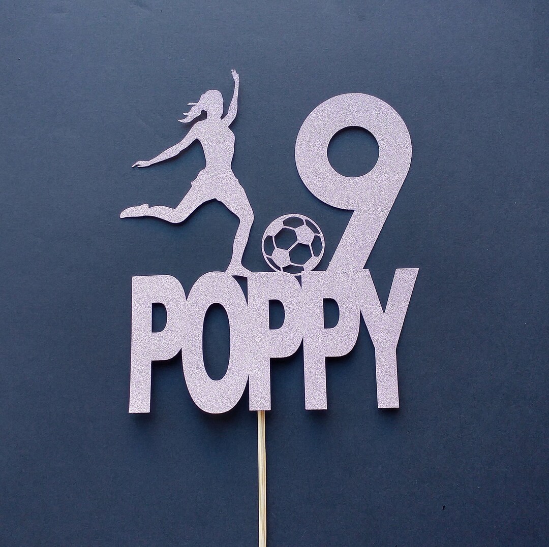Personalised Football Custom Cake Topper Girl Birthday Glitter Black ...