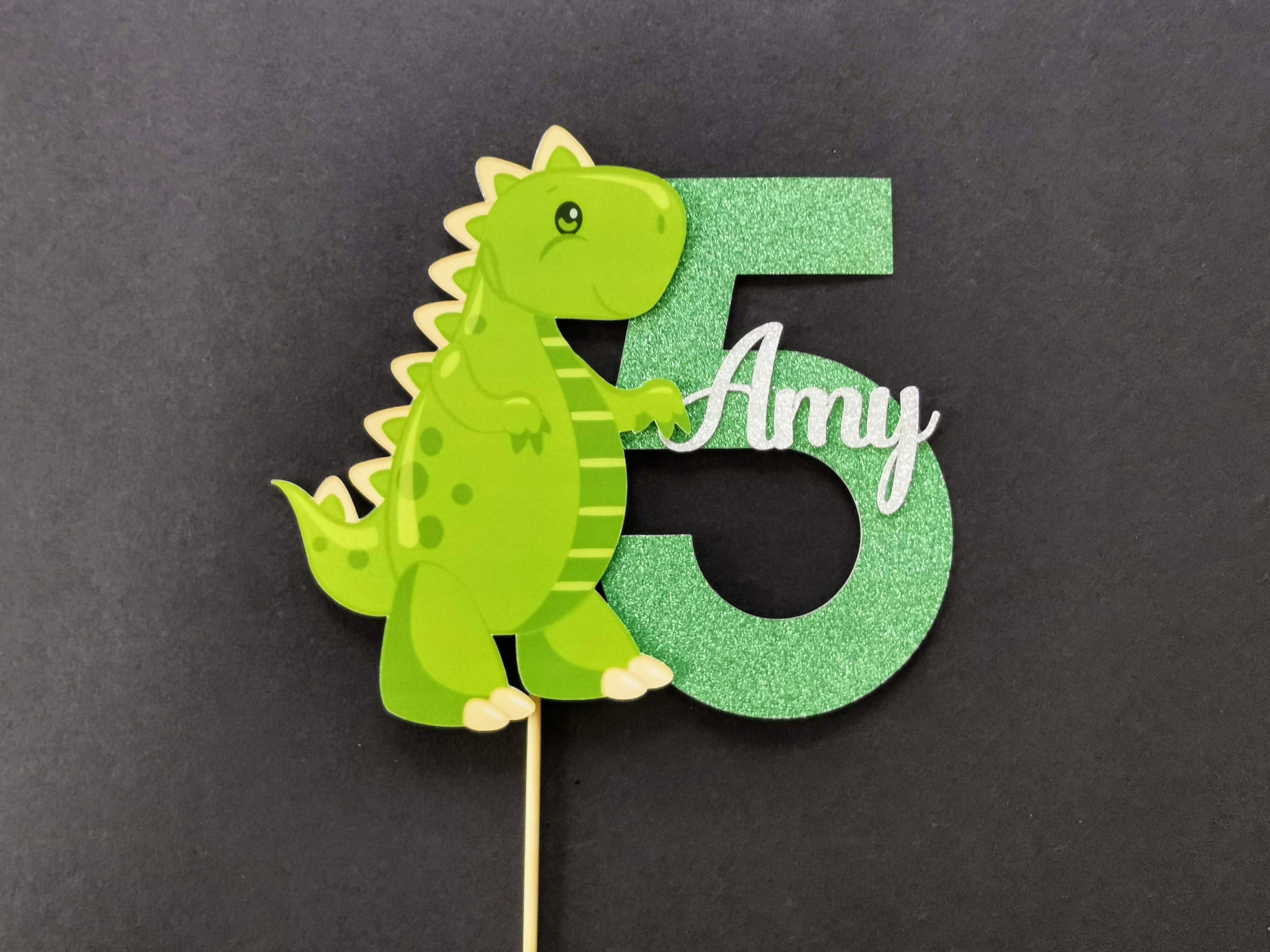 Personalised Dinosaur Cake Topper ANY AGE NAME Personalised - Etsy