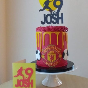 Personalised Football Custom Cake Topper Birthday Glitter Black Red ...