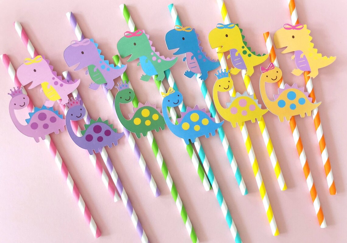 Custom Pretty Dinosaur Paper Straws Custom Cute T-rex Straws - Etsy