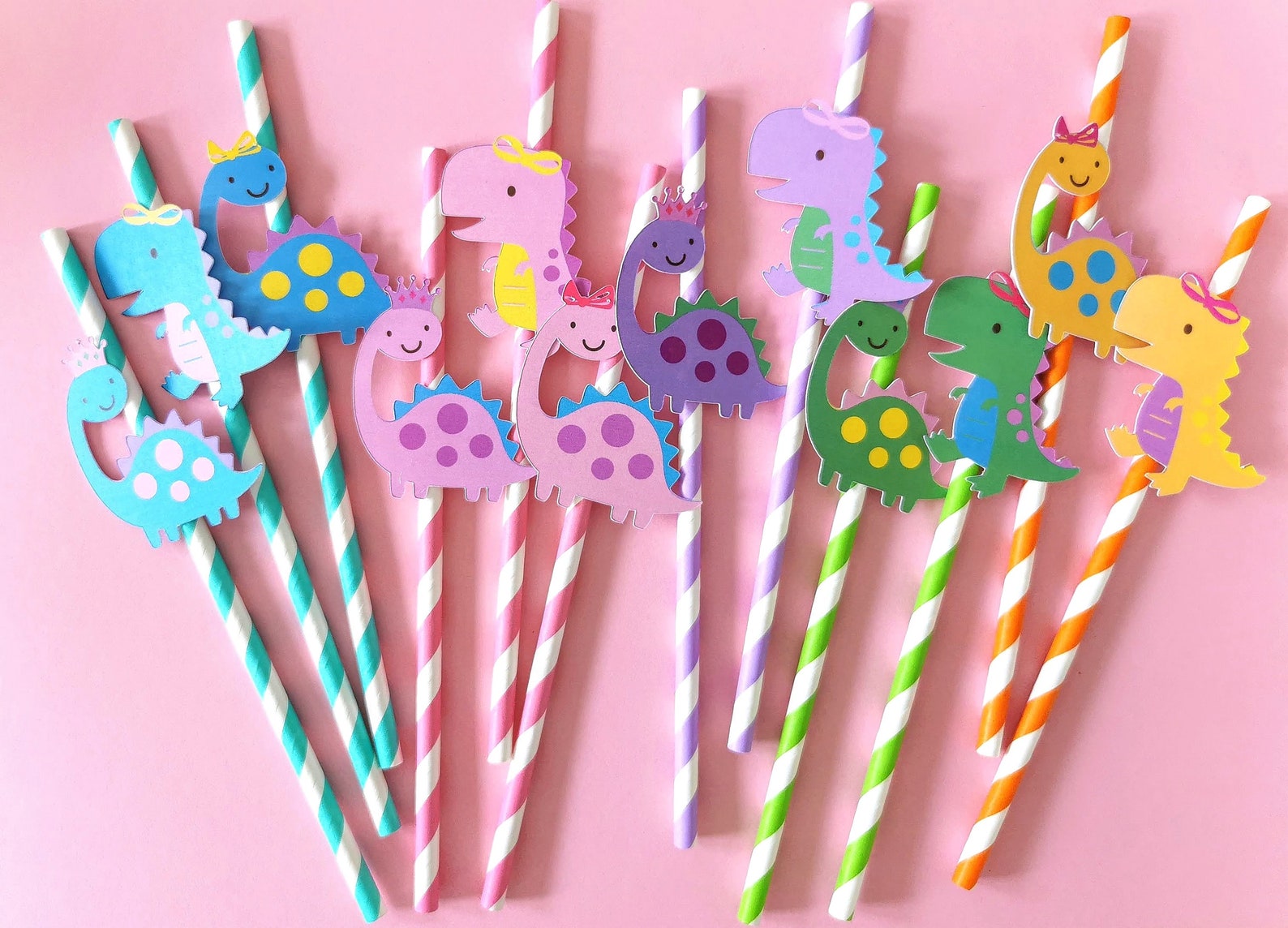 Custom Pretty Dinosaur Paper Straws Custom Cute T-rex Straws - Etsy