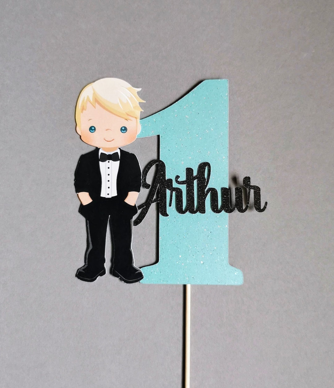 Personalised Cute Boy Cake Topper ANY AGE NAME | Personalised Boss Baby ...