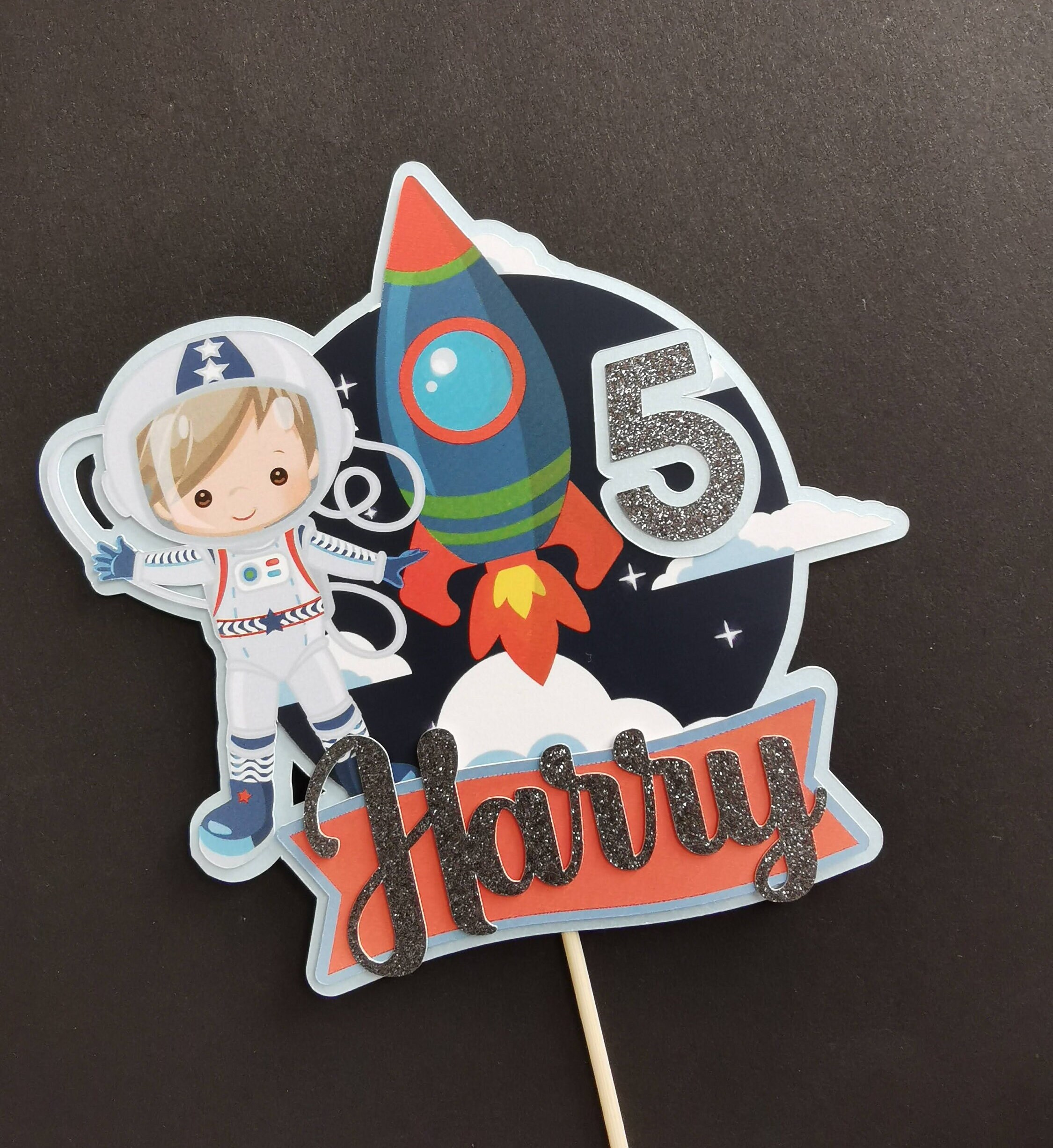 Personalised Space Astronaut Cake Topper ANY AGE NAME | Personalised ...