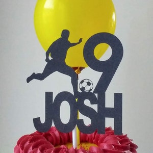 Personalised Football Custom Cake Topper Birthday Glitter Black Red ...