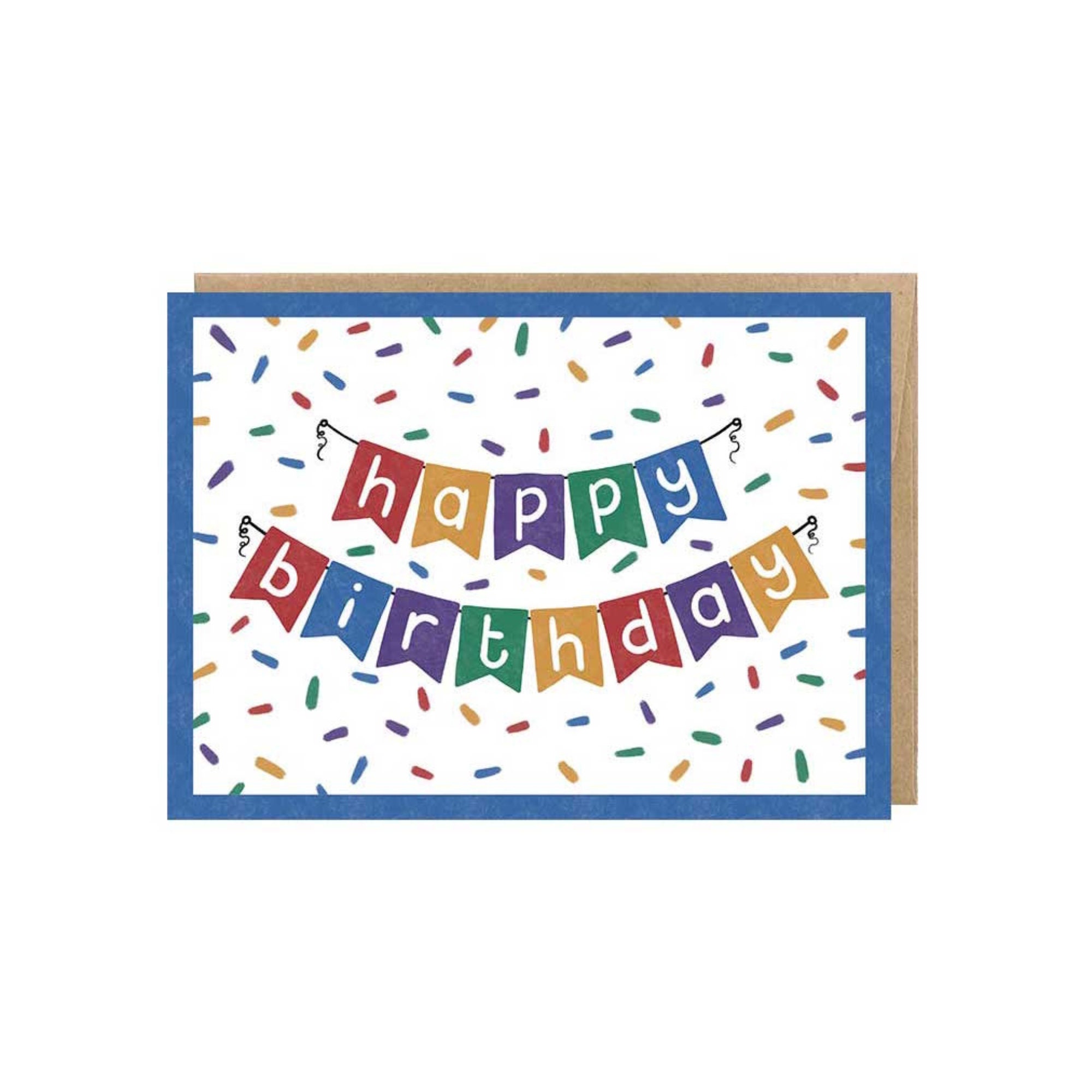 Retro Happy Birthday Banner Card Blue Birthday Card - Etsy