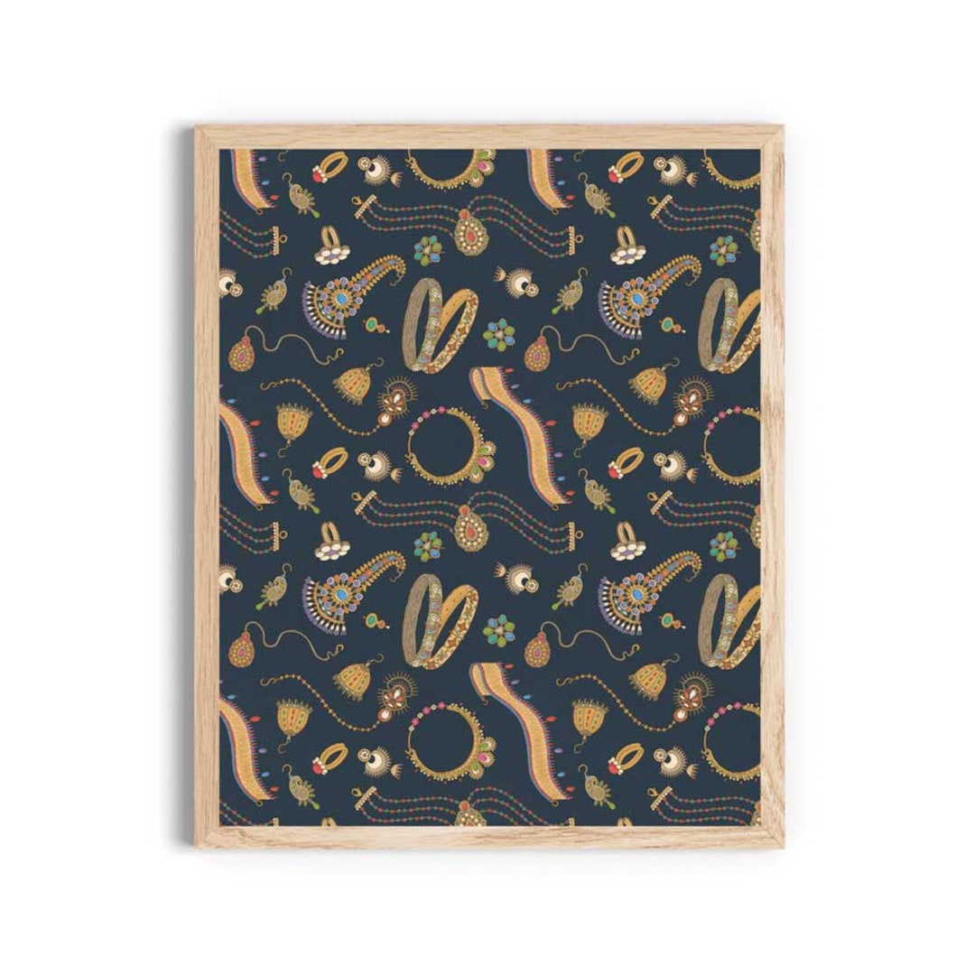 Sandook Art Print, Navy | South Asian, Home Decor, Bollywood Wall Decor ...