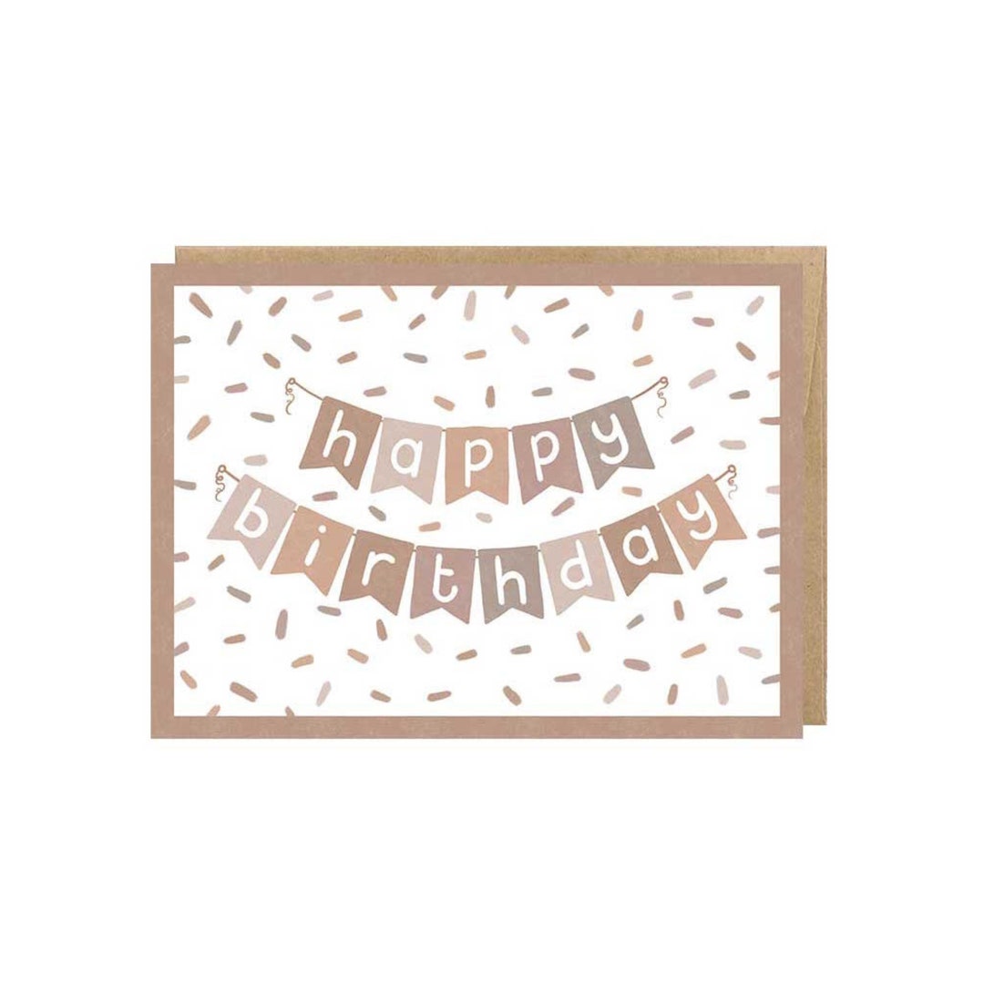 Retro Happy Birthday Banner Card, Brown | Birthday Card, Vintage ...