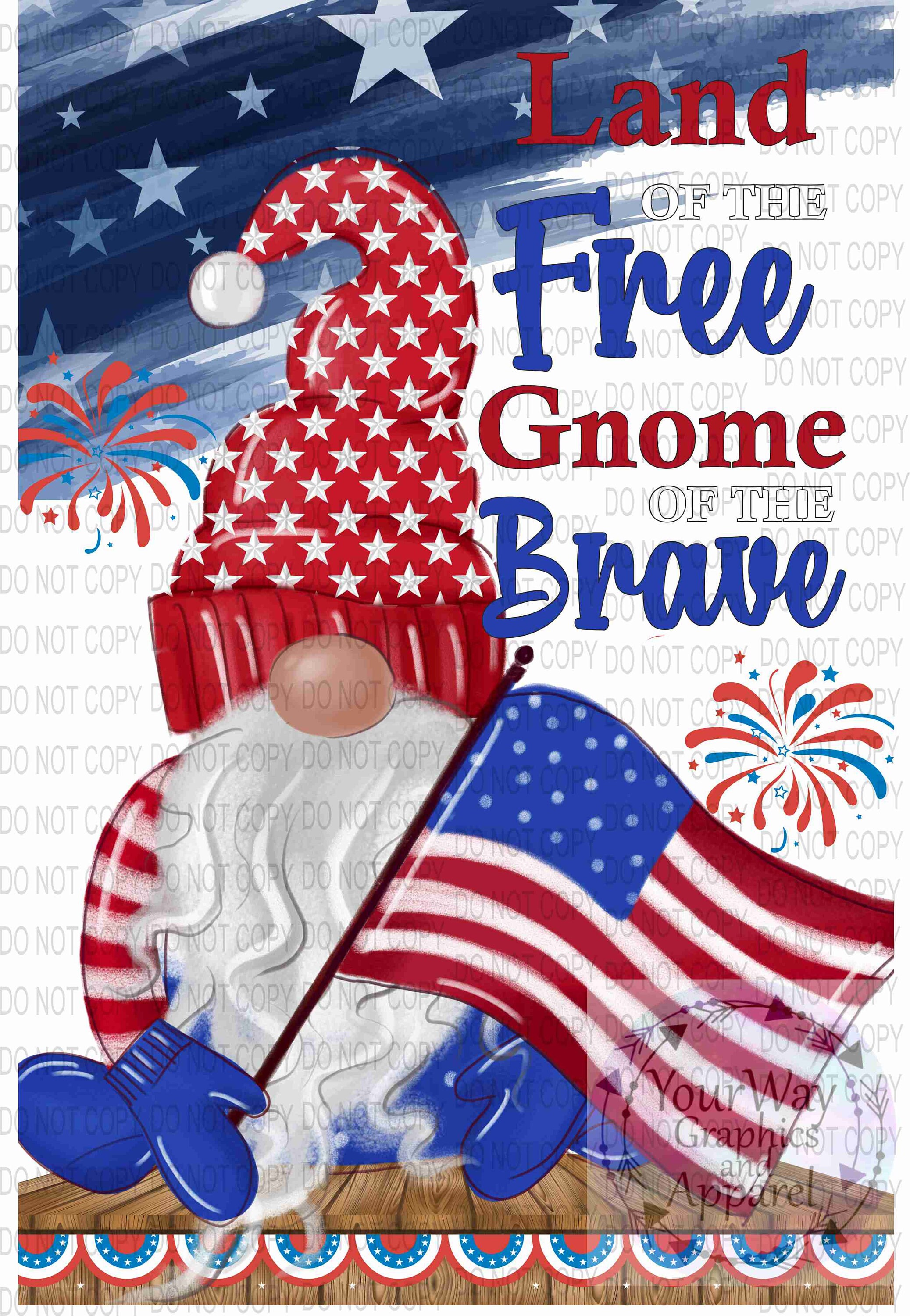 Gnome Land of the Free Garden Flag - Etsy