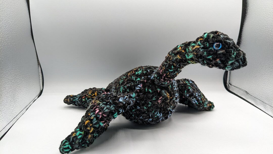 Lock Ness Monster, Nessy, Black & Party Colored, Crochet Toy, Plushie ...