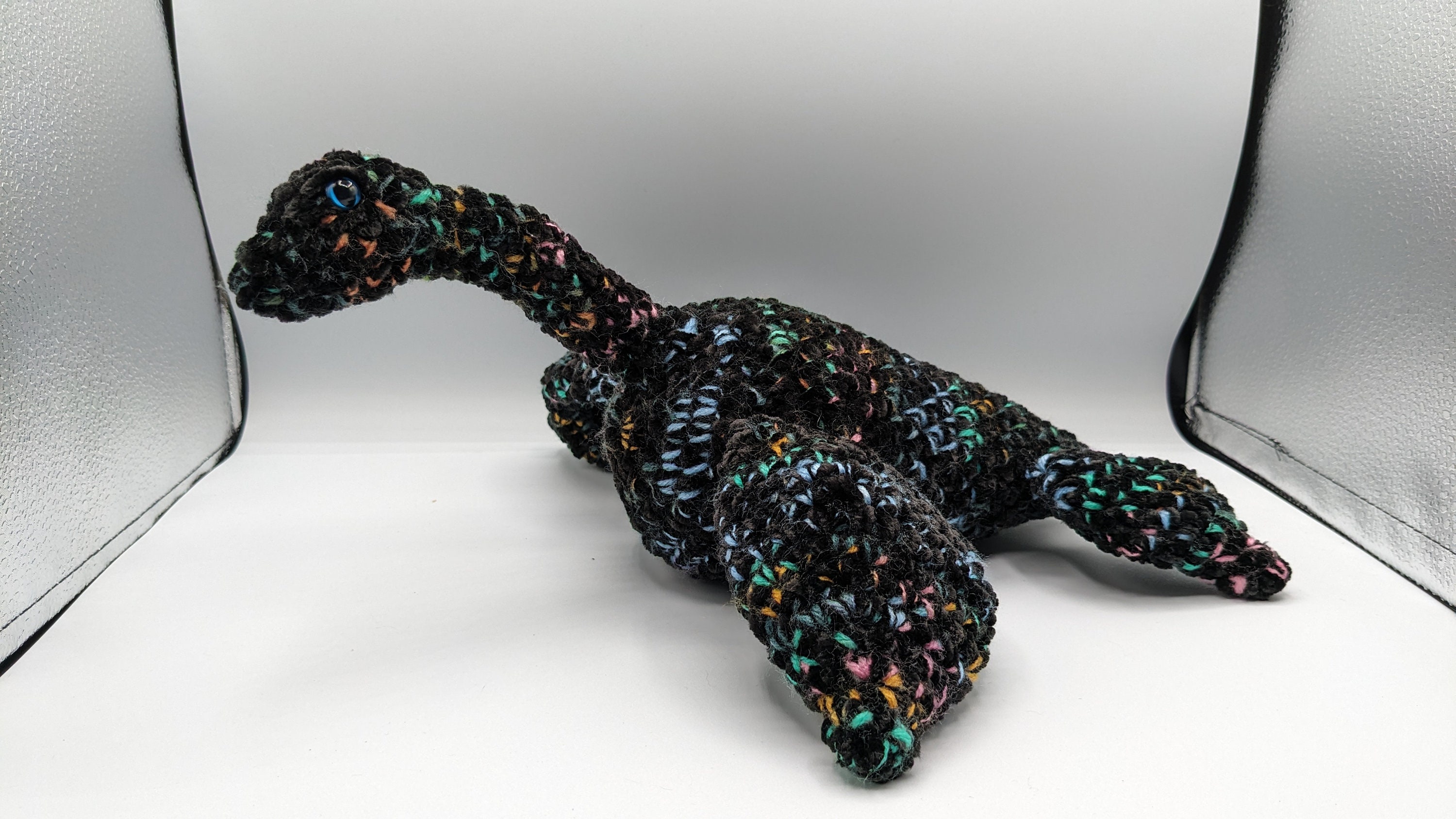 Lock Ness Monster, Nessy, Black & Party Colored, Crochet Toy, Plushie ...