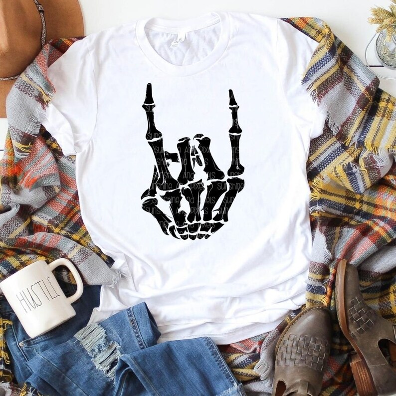 Sublimation Transfer Rock And Roll Skeleton Hand Etsy