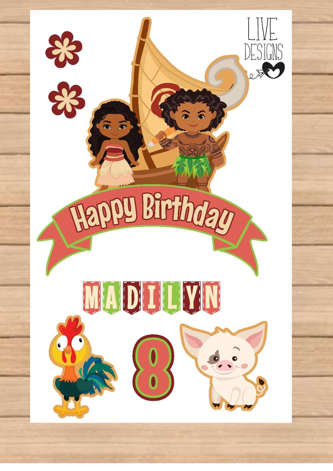 Moana Cake Topper Moana Topper Moana Birthday Moana Party | Etsy