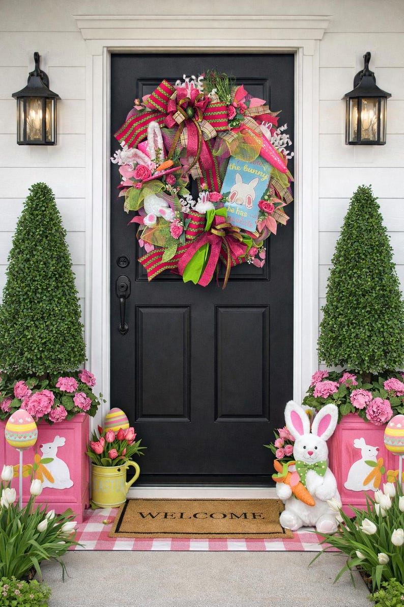 Easter Bunny Wreath, Spring Door Decor - Etsy