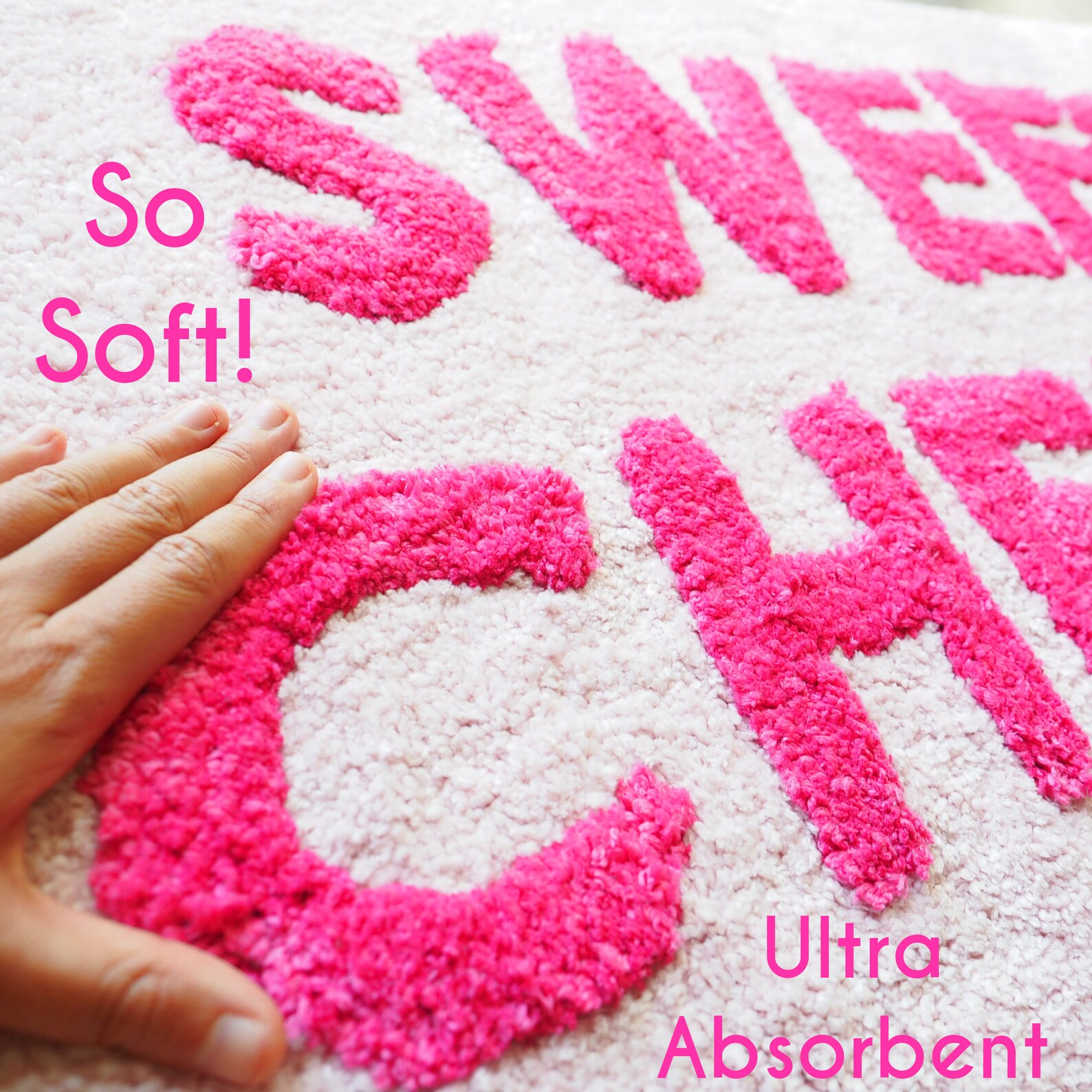 Sweet Cheeks Bath Mat Hot Pink Blush Cute Bathroom Rugs Girls Hello ...