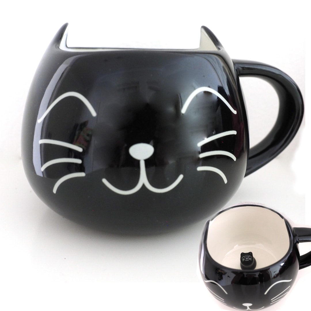 Black Cat Coffee Mugs With Hidden Cat Inside Kitty Kitten Tea Mug Cat ...
