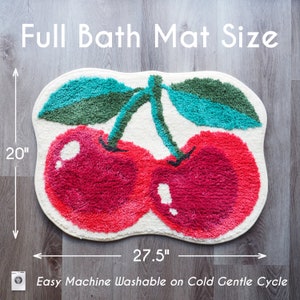Cherry Bath Mat Fruit Bathroom Rugs for Girls Cute Decor Funny Shower ...